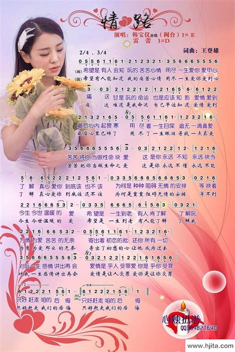 韩宝仪 雷蕾情路简谱图 H吉他网
