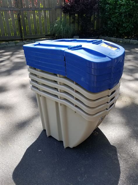 5 Suncast 18 Gallon Stackable Resin Home Storage Bins 1860756