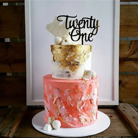 Twenty One 21st Birthday Acrylic Cake Topper 21th Anniversary Wedding