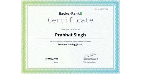 Prabhat Singh On Linkedin Hackerrank Skill Certificate