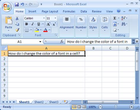MS Excel 2007 Change The Font Color In A Cell