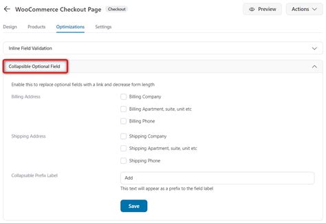 Collapsible Optional Field Funnelkit