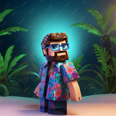 A Minecraft Character With Black Glasses Neckbeard A Premium Ai Generated Image