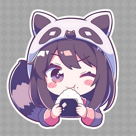 Premium Psd Png Charming And Kawaii Anime Raccoon Girl With Raccoon