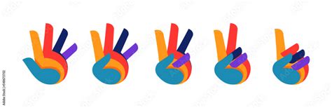 Hands Showing Numbers Hand Gesture Count 1 2 3 4 And 5 Vector Icon Illustration In Trendy