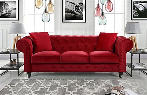 Divano Roma Furniture Classic Velvet Scroll Arm Tufted