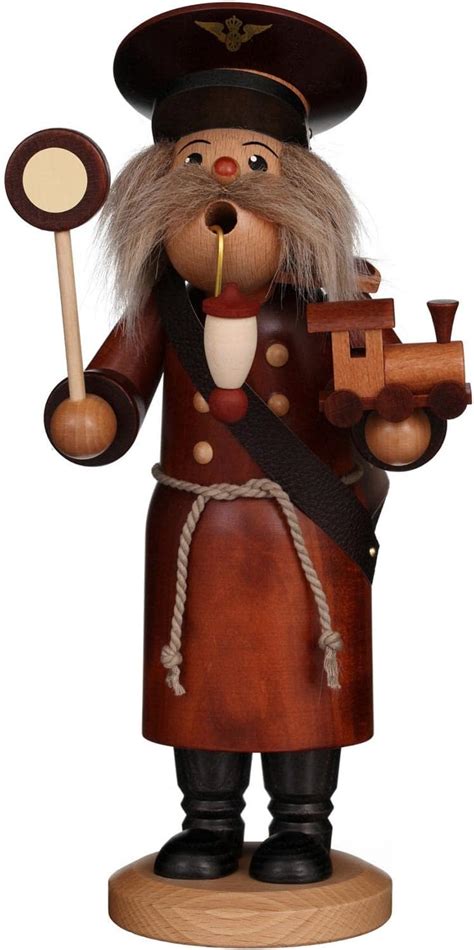 German Incense Smoker Train Conductor Natural Colors 29cm