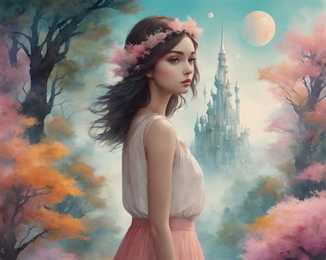 Stable Diffusion Sdxl 提示词：超现实漂亮女孩水彩插图 可我 Ai