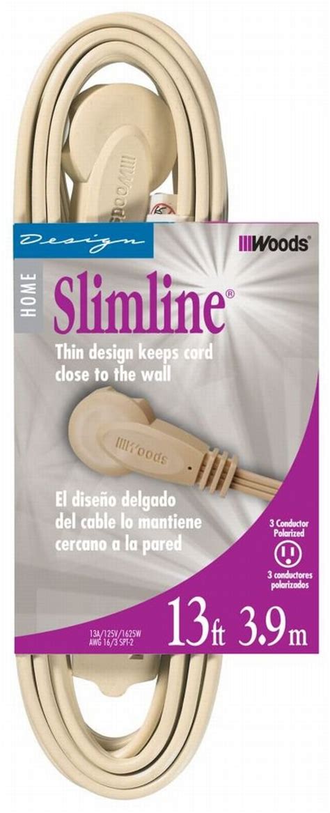 Woods Slimline 16 3 Flat Plug Extension Cord