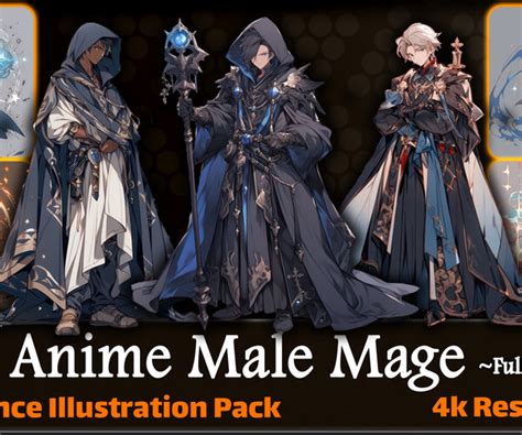 Artstation 200 Anime Male Mage Full Body Reference Pack 4k V4