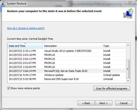When Selecting A System Restore Point Do The Entries Correspond To The State Before Or After