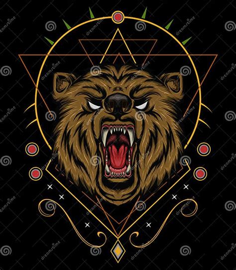 矢量熊头插图，愤怒的熊吉祥物 库存例证 插画 包括有 分级显示 金属 绘画 哺乳动物 强大 投反对票 164880516