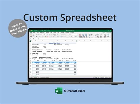 Custom Spreadsheet For Microsoft Excel Personalized Etsy
