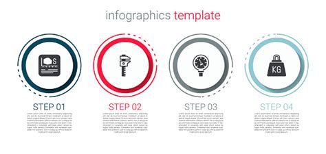 면적 측정 캘리퍼 또는 캘리퍼 및 스케일 압력 수량계 및 무게를 설정합니다 비즈니스 인포그래픽 템플릿입니다 벡터 0명에 대한
