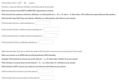Solved The Function F X 13x3 9x Is Given Find The Chegg Com