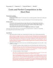 Tutorial Sheet Answers Pdf Economics Semester Tutorial Sheet Week Costs And