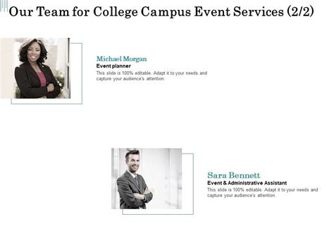 Promoting University Event Our Team For College Campus Event Services Ppt Ideas Demonstration Pdf