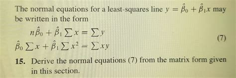 Answered The Normal Equations For A Bartleby