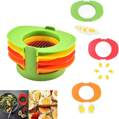 Badu Bg Многофункционална резачка за яйца 4 в 1 резачки за твърдо сварени яйца с режещи телове