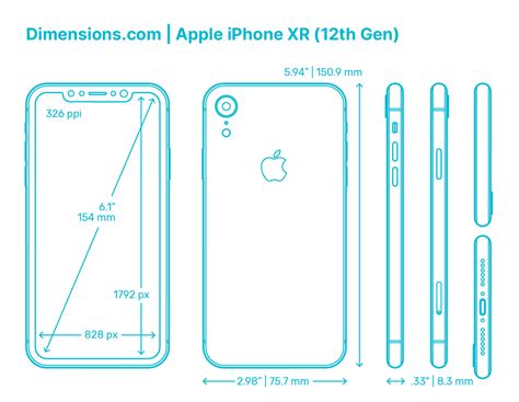 Apple Iphone X 11th Gen Dimensions And Drawings