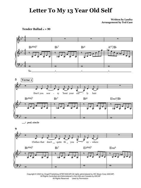 13 Letter To My 13 Year Old Self Piano And Vocal V2 Pdf