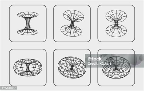 미래 지향적인 복고풍 기하학 디자인 요소 세트 3d 잔혹한 벡터 모양 지오메트리 와이어프레임 그리드 기호 디지털 생성 이미지에
