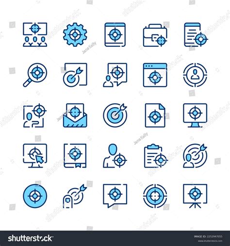 Target Line Icons Blue Color Vector Stock Vector Royalty Free 2252947055 Shutterstock
