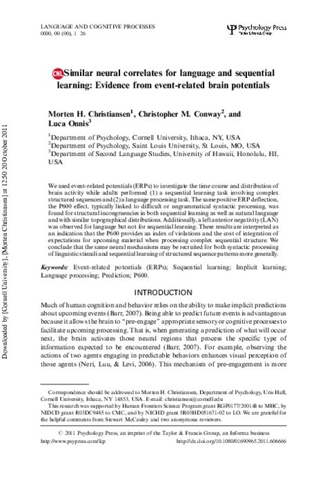 Pdf Similar Neural Correlates For Language And Sequential Learning
