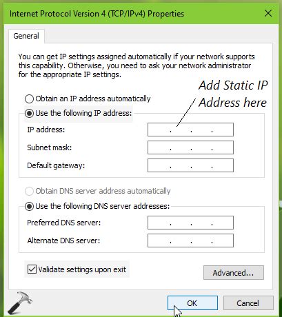 How To Configure Static IP Address In Windows 10