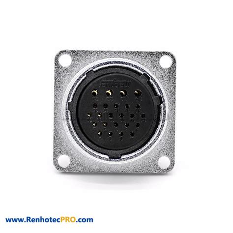 Female Square Socket P28 24 Pin 4 Holes Flange Straight Connector