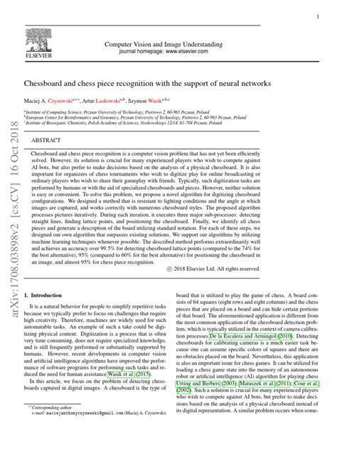 Chessboard And Chess Piece Recognition With The Support Of Neural Networks Pdf Computer