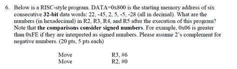 Solved 6 Below Is A Risc Style Program Data 0x800 Is The