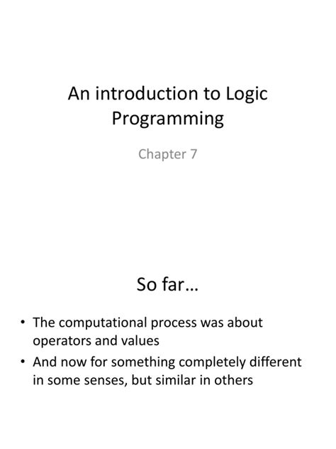 An Introduction To Logic Programming Pdf First Order Logic