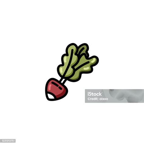 무 플랫 윤곽 아이콘입니다 흰색 배경에 격리 된 벡터 야채 로고입니다 비건 음식 기호 웹용 미디어 문말 개념에 대한 스톡 벡터 아트 및 기타 이미지 Istock