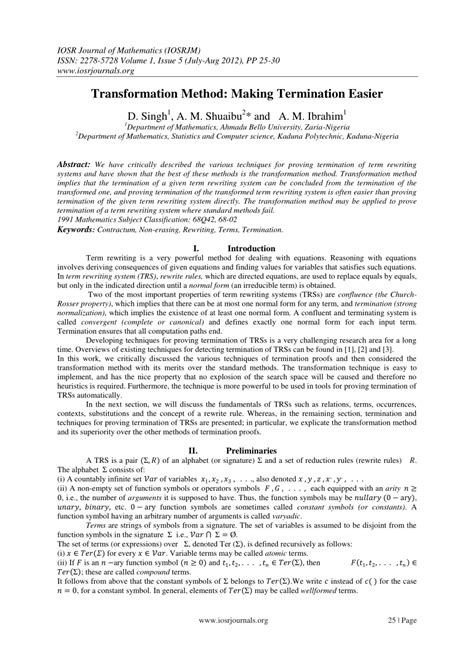 Pdf Transformation Method Making Termination Easier