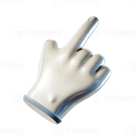 a 3d rendered of a white glove hand pointing upwards a digital cursor