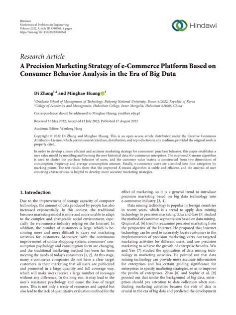 Pdf A Precision Marketing Strategy Of E Commerce Platform Based On Consumer Behavior Analysis