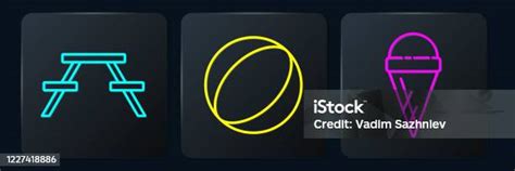 벤치 와플 콘과 비치 볼아이스크림세트 라인 피크닉 테이블 검은 정사각형 버튼 벡터 0명에 대한 스톡 벡터 아트 및 기타 이미지 0명 가구 검은색 Istock