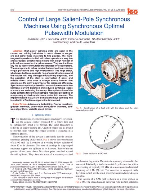 Pdf Control Of Large Salient Pole Synchronous Machines Using Synchronous Optimal Pulsewidth