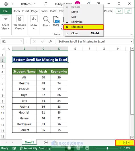The Bottom Scroll Bar Is Missing In Excel 7 Solutions