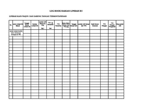 Log Book Excel Pdf