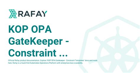 Kop Opa Gatekeeper Constraint Templates Rafay Product Documentation