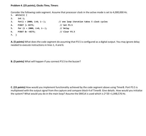 Problem Points Clocks Time Timers Consider Chegg Com