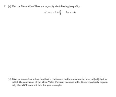 Solved A Use The Mean Value Theorem To Justify The Chegg