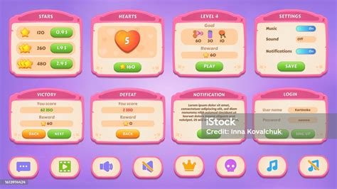 Gui Kit Casual Assets For A Game Mobile A Set Of User Interface
