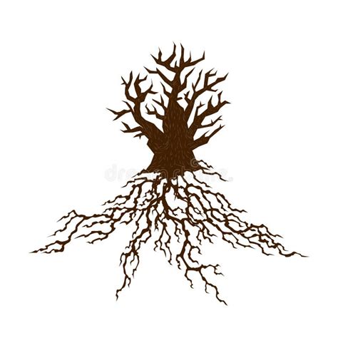 Abstract Tree Silhouette With Root Tree With Lush Root Stock Vector