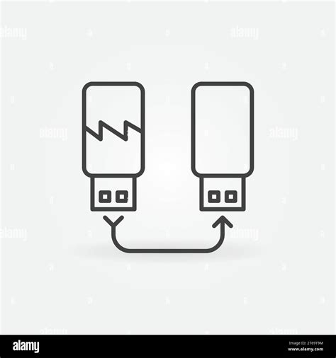 Usb Flash Drive Data Recovery Vector Outline Concept Icon Or Design