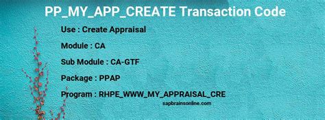 PP MY APP CREATE SAP Tcode For Create Appraisal