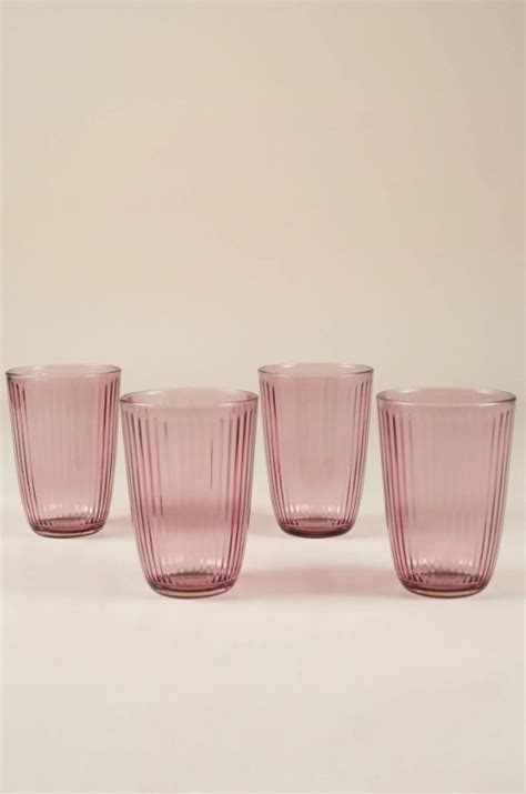 Splendid Set Of 4 Soft Drink Glasses Pink 395 Cc Etsy