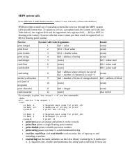 MIPS System Calls MIPS System Calls From SPIM S A MIPS R Simulator James J Larus